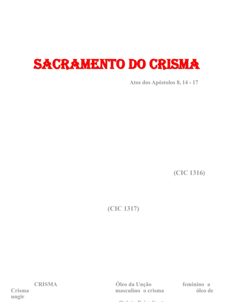 SACRAMENTO DO CRISMA | PDF