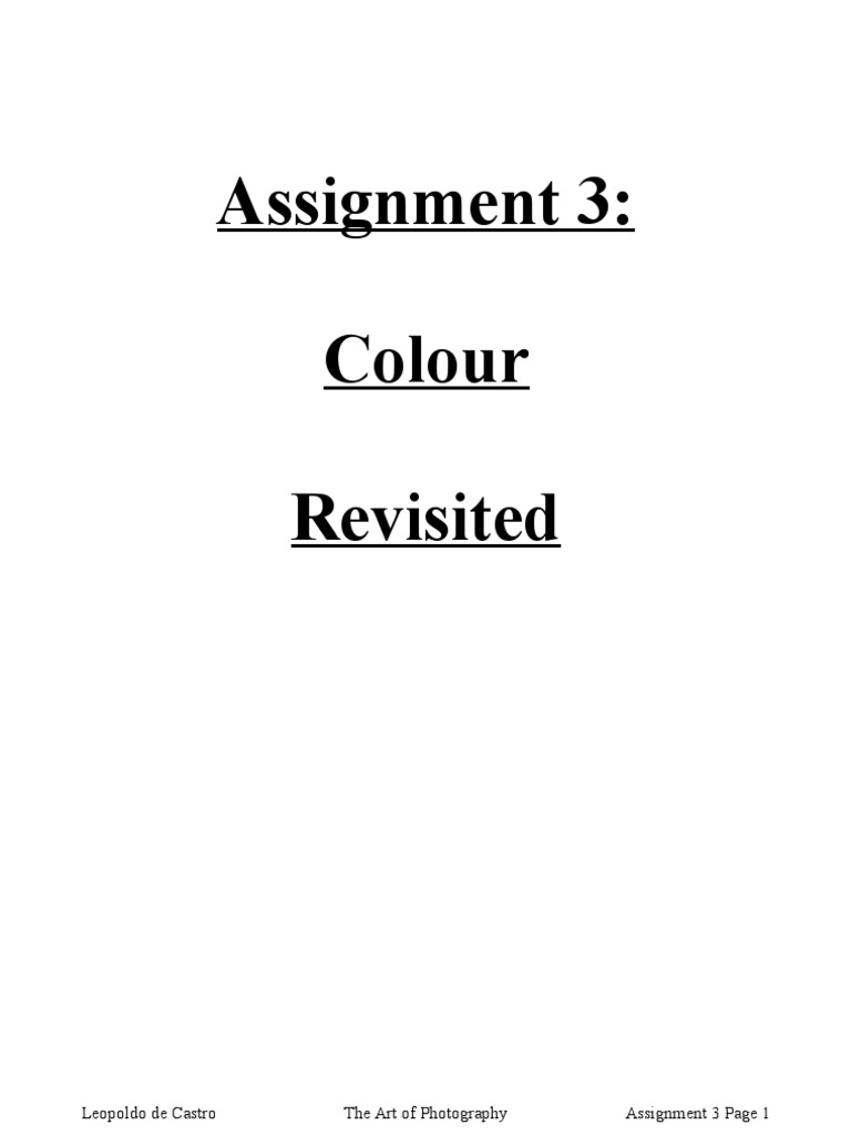 Assign 3 Colour Reworked | PDF | Color | Camera