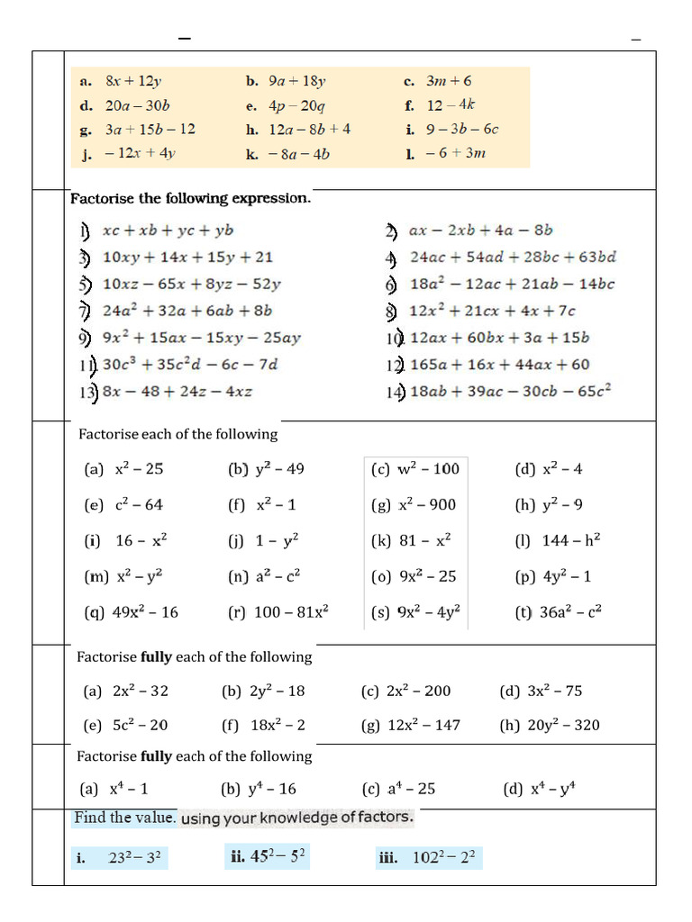 6-Factorization-Tute- 2021 | PDF