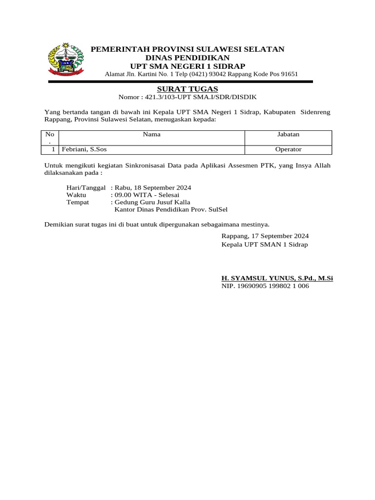 Surat Tugas Kpu | PDF