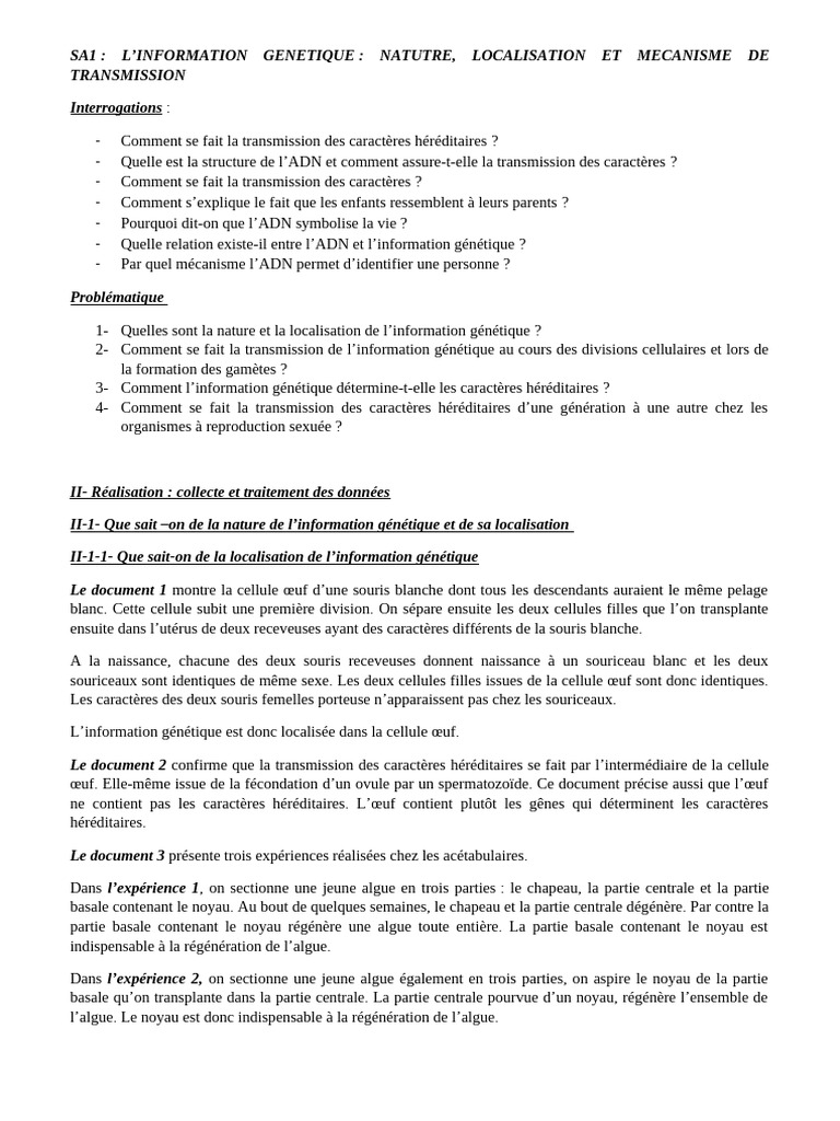 ELement de Reponse Tle AB SA1ET SA2 | PDF