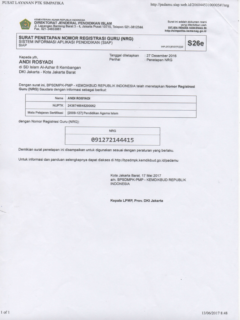 SK Dirjen Pendis | PDF