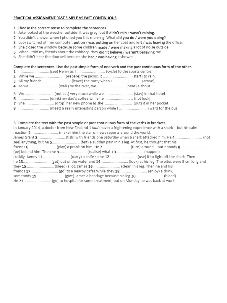 Choose The Correct Tense To Complete The Sentences.: Practical ...