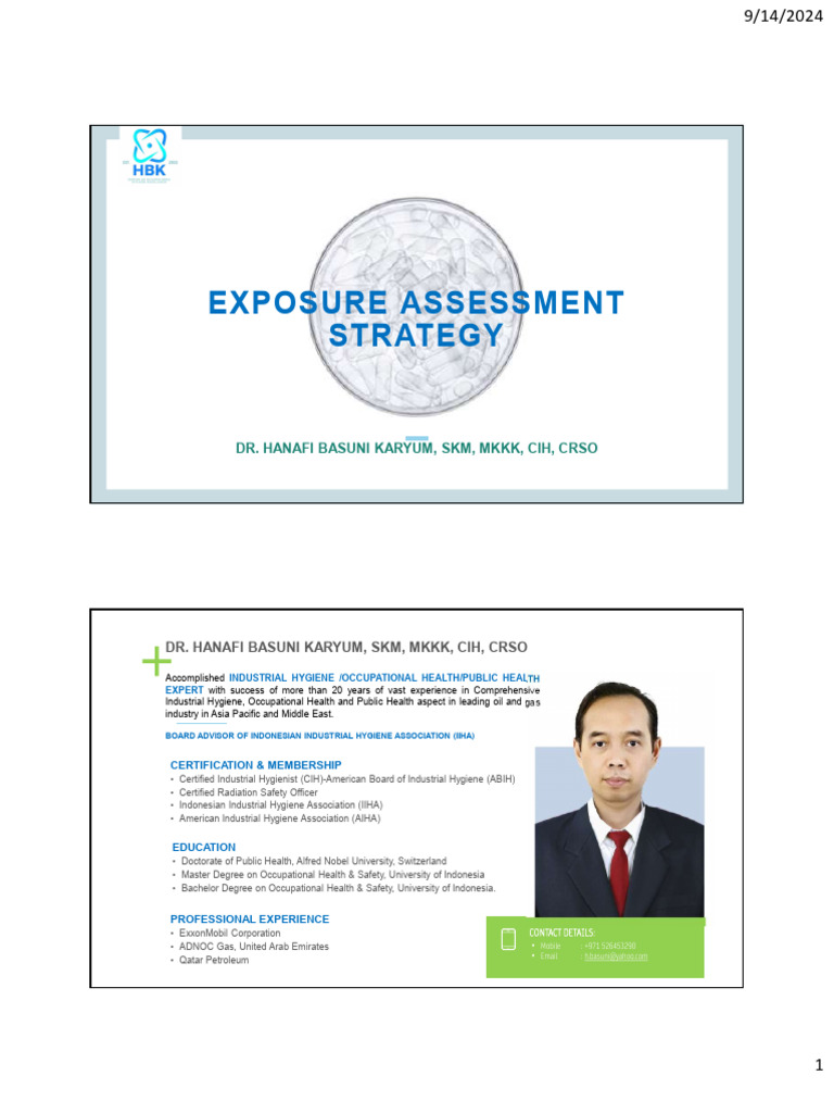 Exposure Assessment Strategy HB IIHA | PDF | Occupational Hygiene ...