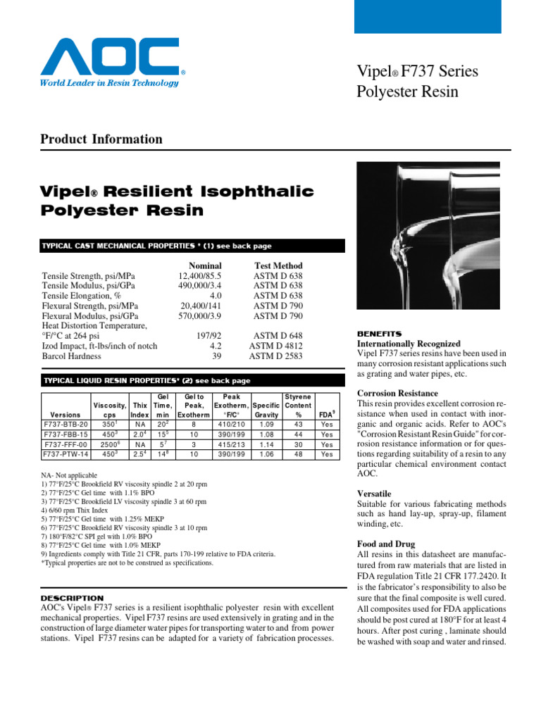 TDS Resin AOC F737 | PDF