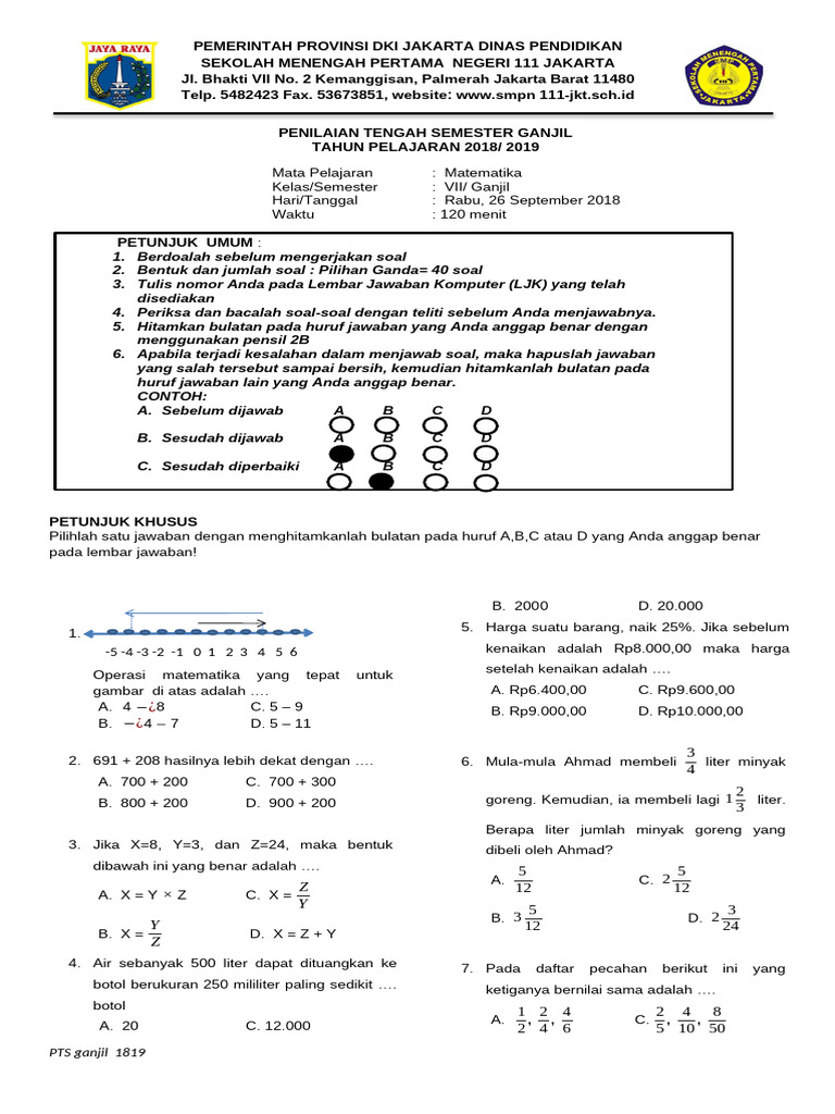 Soal PTS Ganjil 1819 .Efrita Cetak | PDF