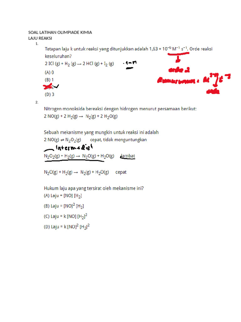 Pembahasan Soal Latihan Olimpiade Kimia | PDF