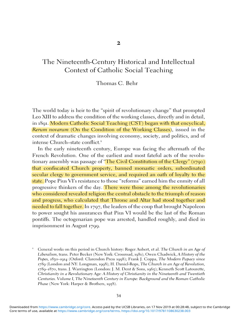 The Nineteenth-Century Historical and Intellectual Context of Catholic ...