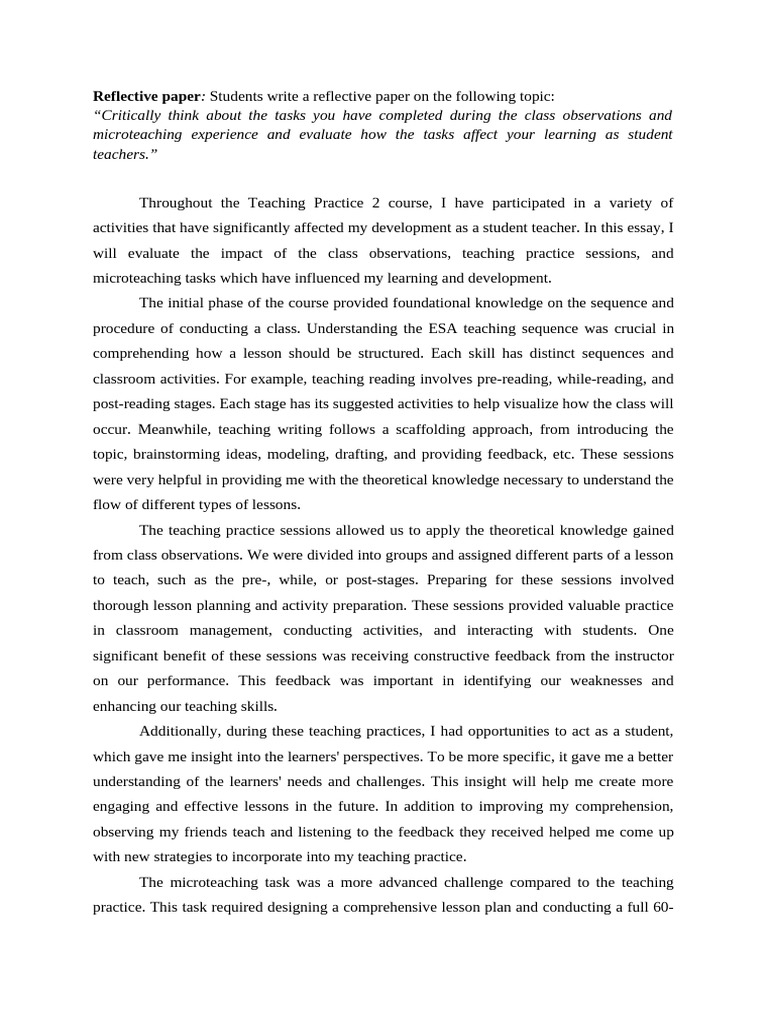 Teaching Practice Essay | PDF