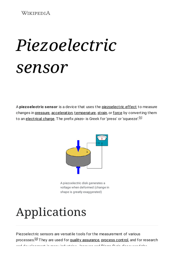 Piezoelectric Sensor - Wikipedia | PDF