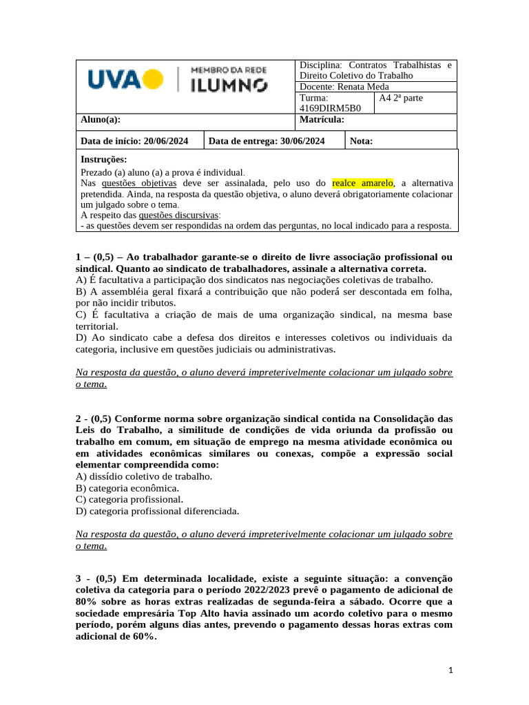 A4 - 2a Parte - Alunos | PDF
