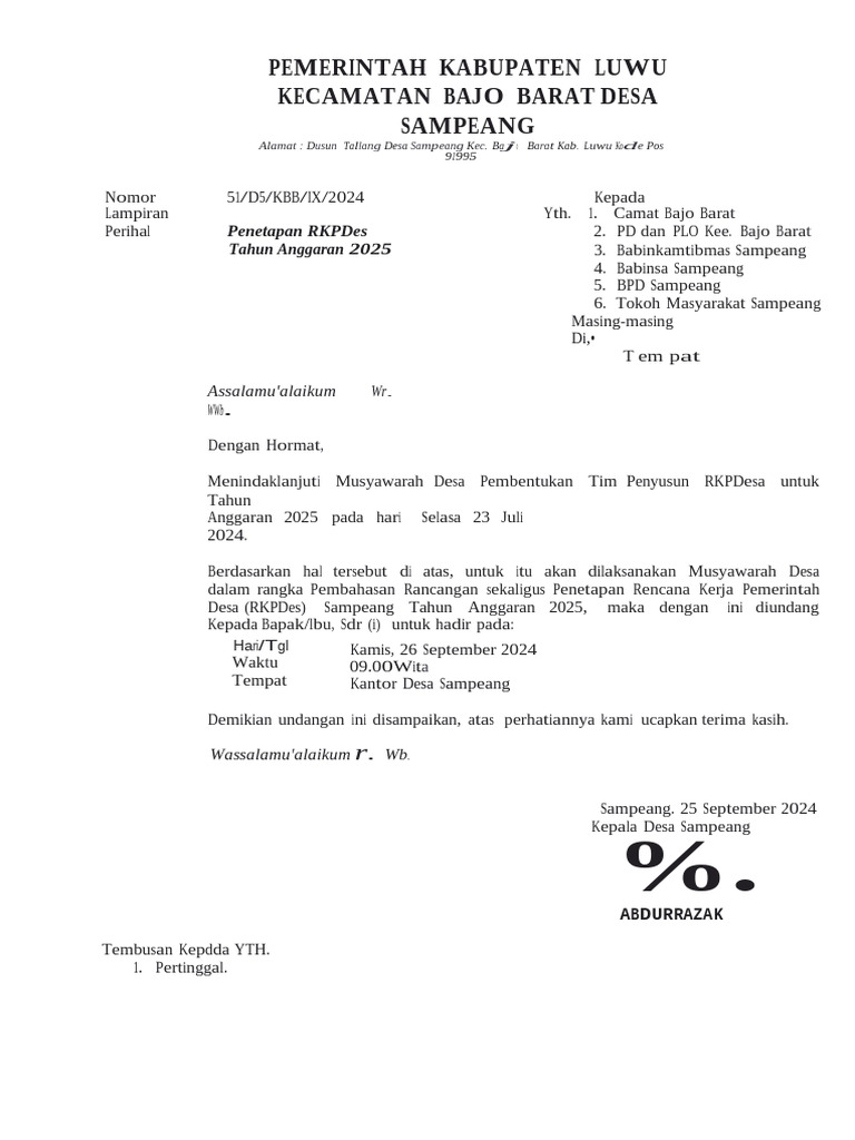 Undangan RKPDes 2025 | PDF