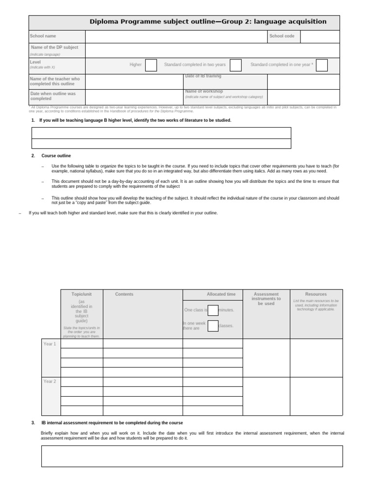 IB-COURSE-OUTLINE (Blank - GROUP 2) | PDF