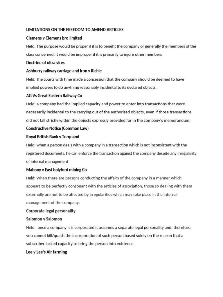 Company Law Cases | PDF