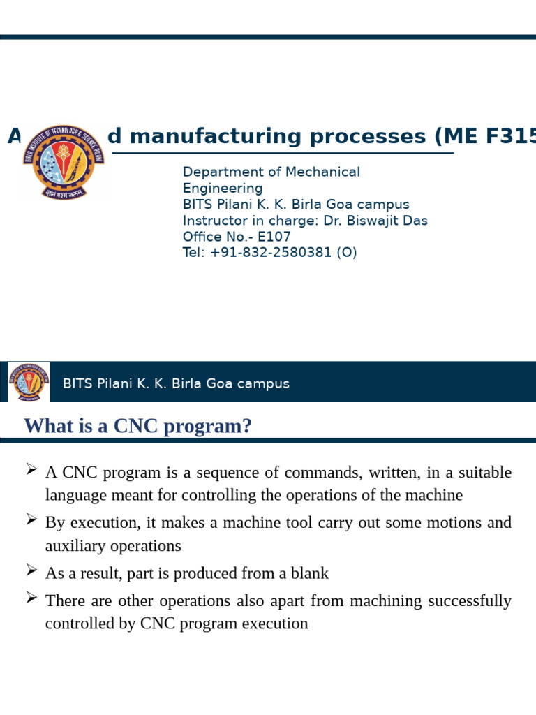 Lecture 3 - Basic of Programming and Approaches Taken in CNC | PDF