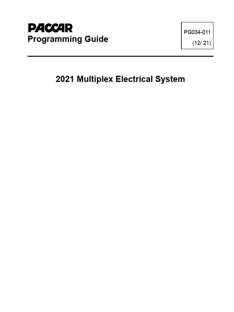 2021 Multiplex Electrical System Programming Guide 13 x | PDF