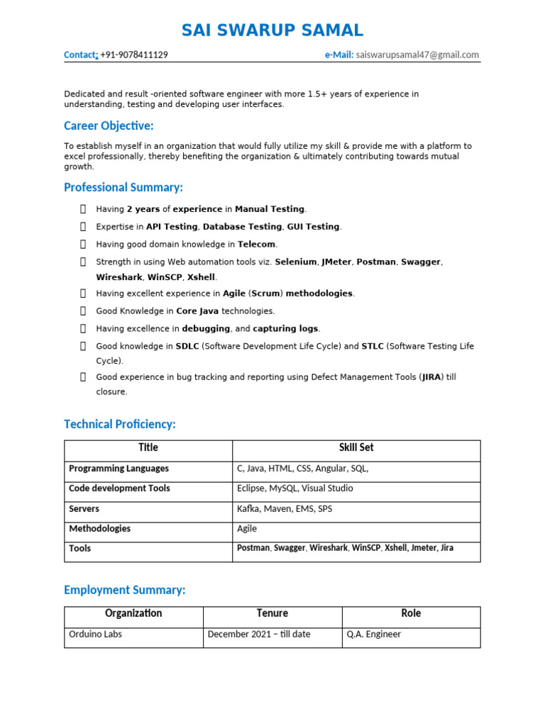 New Resume - Sai Swarup | PDF