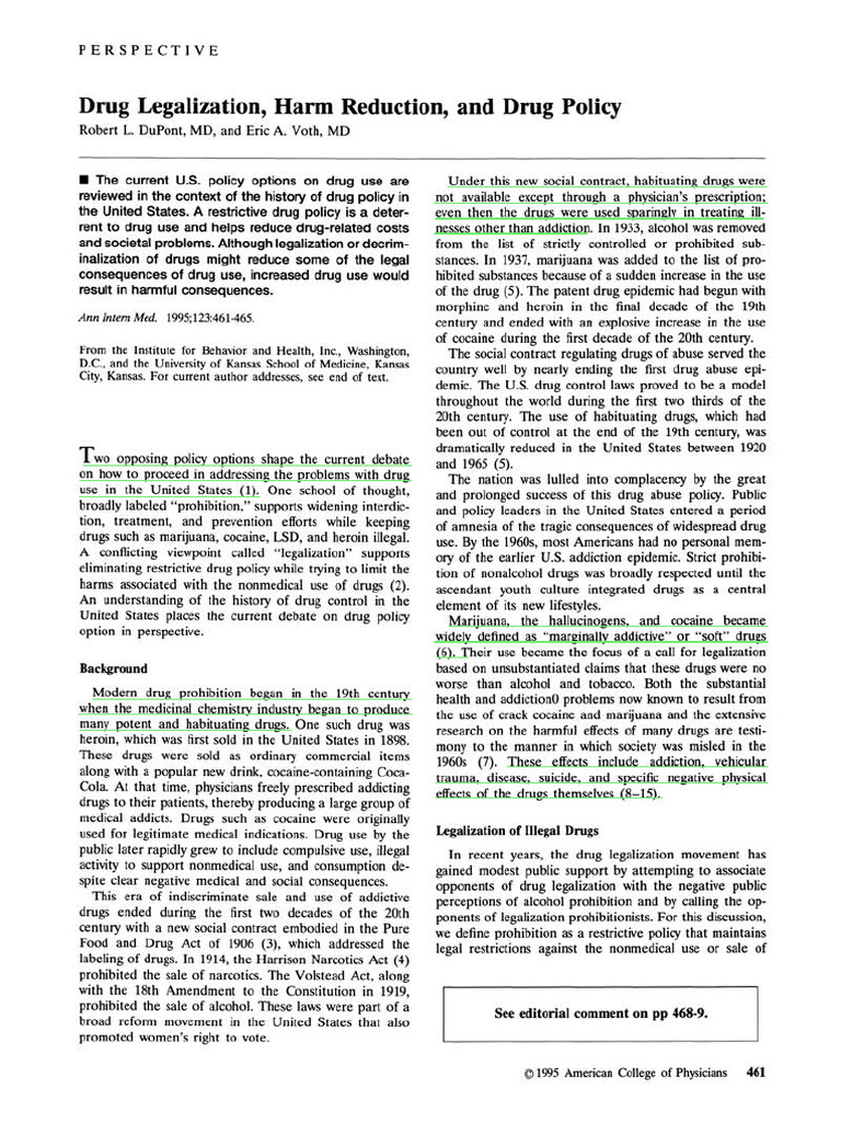 (Annotated) Drug Legalization Harm Reduction and Drug Policy | PDF