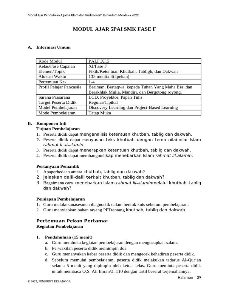 Modul Ajar 5 Pai SMK Kelas Xi Bab 5 - Oke | PDF