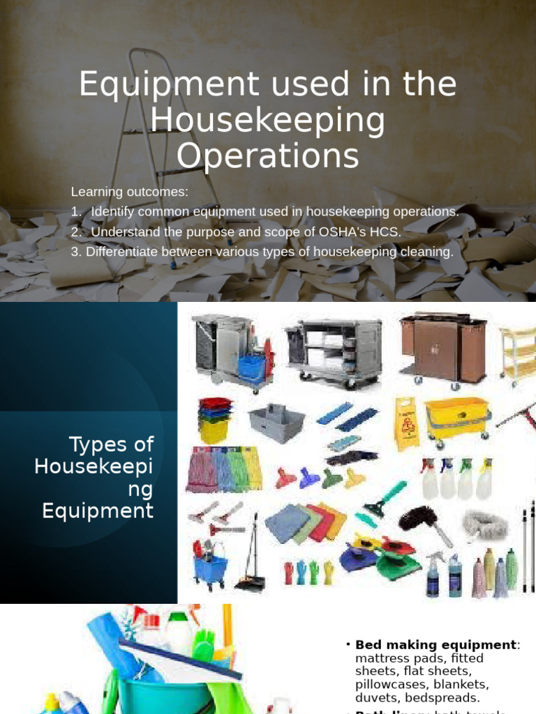 Equipment Used in the Housekeeping Operations | PDF
