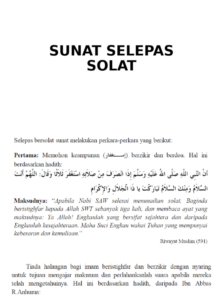 Sunat Selepas Solat | PDF