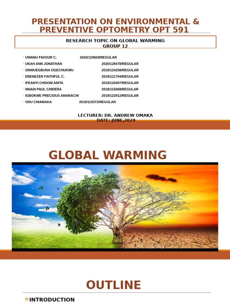 Presentation On Environmental & Preventive Optometry Opt 591-1 | PDF