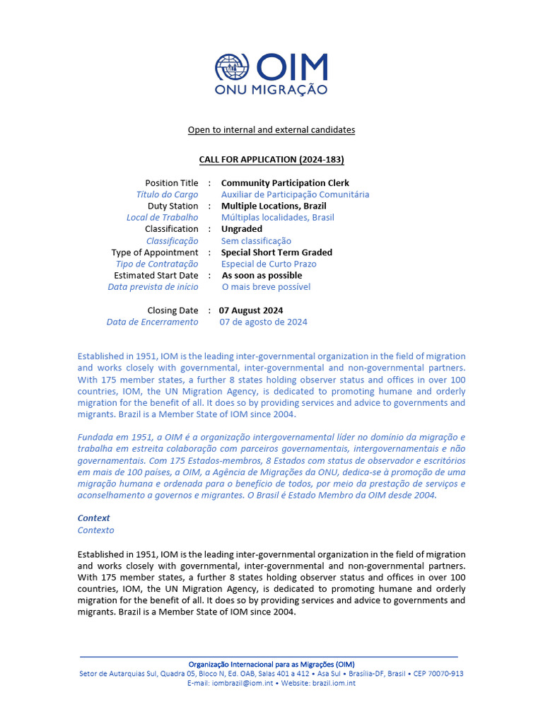 Community Participation Clerk Position in Brazil | PDF | International ...
