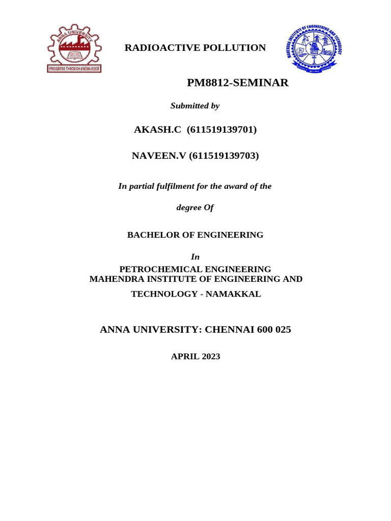 Seminar Front Page Format-1 | PDF