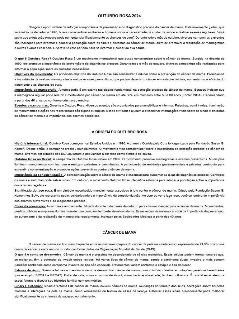 OUTUBRO ROSA 2024 | PDF