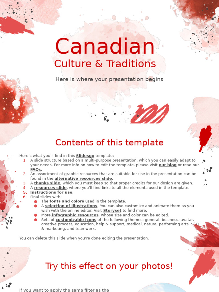 Canadian Culture & Traditions by Slidesgo | PDF