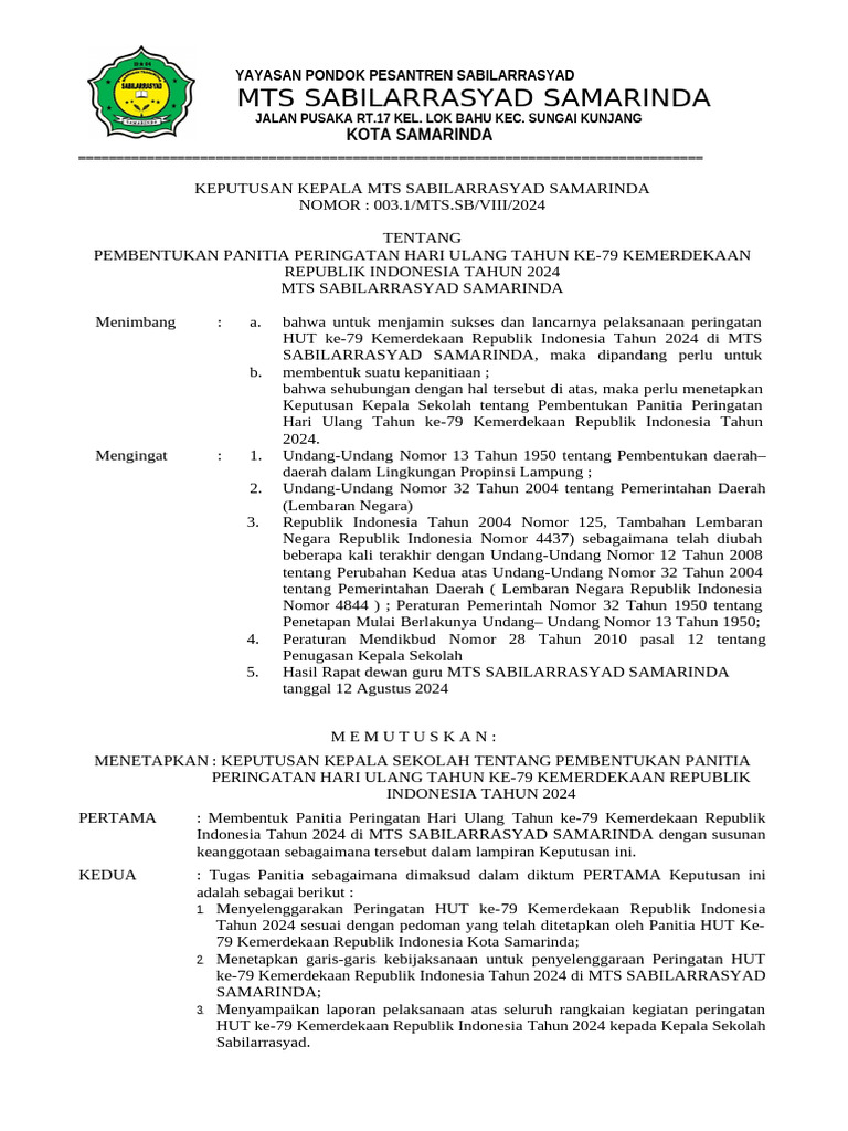 SK Panitia HUT RI | PDF