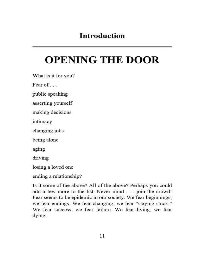 Feel The Fear and Do It Anyway® Dynamic Techniques... - (Introduction Opening The Door) | PDF
