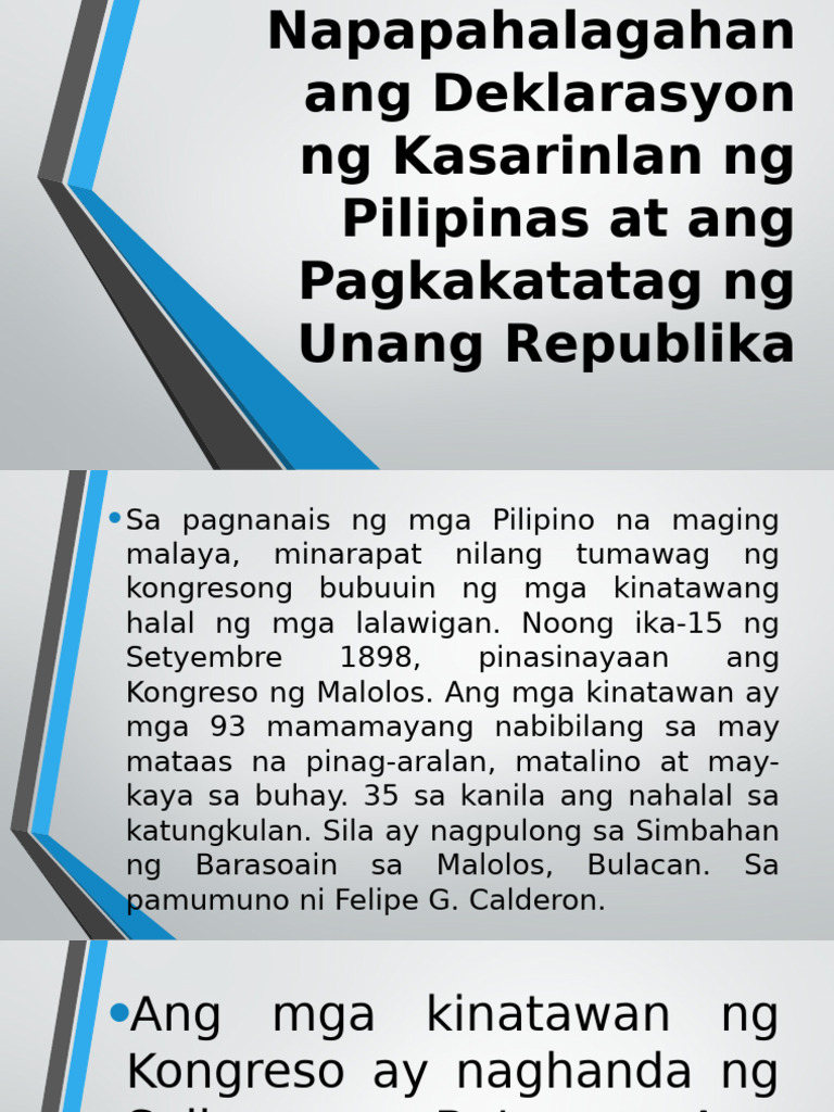 Napapahalagahan Ang Deklarasyon NG Kasarinlan NG Pilipinas at Ang ...