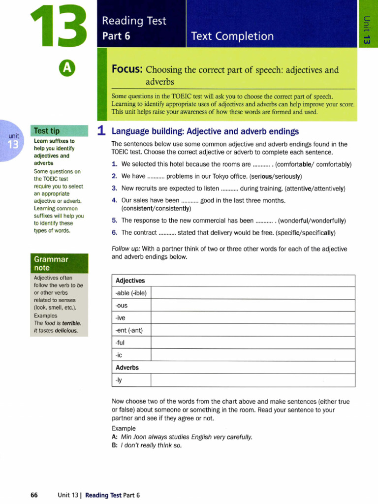 Reading Unit 13 Part 6 Text Completion | PDF