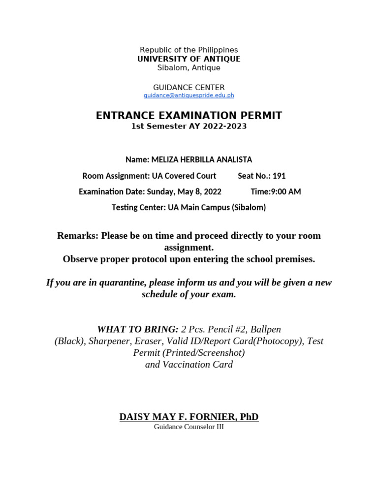 Examination Permit | PDF