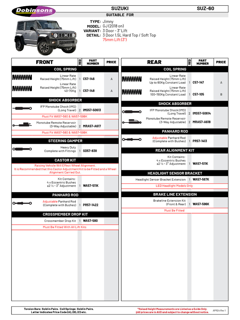 SUZ-60 Dobinsons Lift | PDF