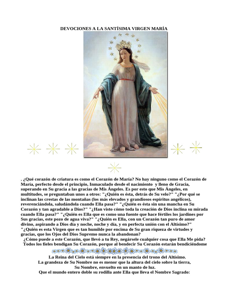 DEVOCIONES A LA SANTÍSIMA VIRGEN MARÍA - Doc1 | PDF