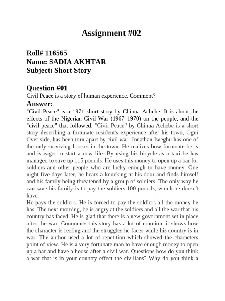 Short Story Assignment #02 | PDF