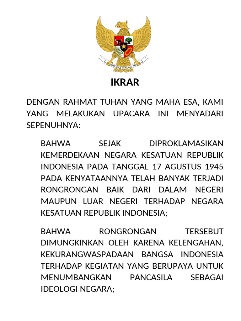 Ikrar Hari Kesaktian Pancasila | PDF