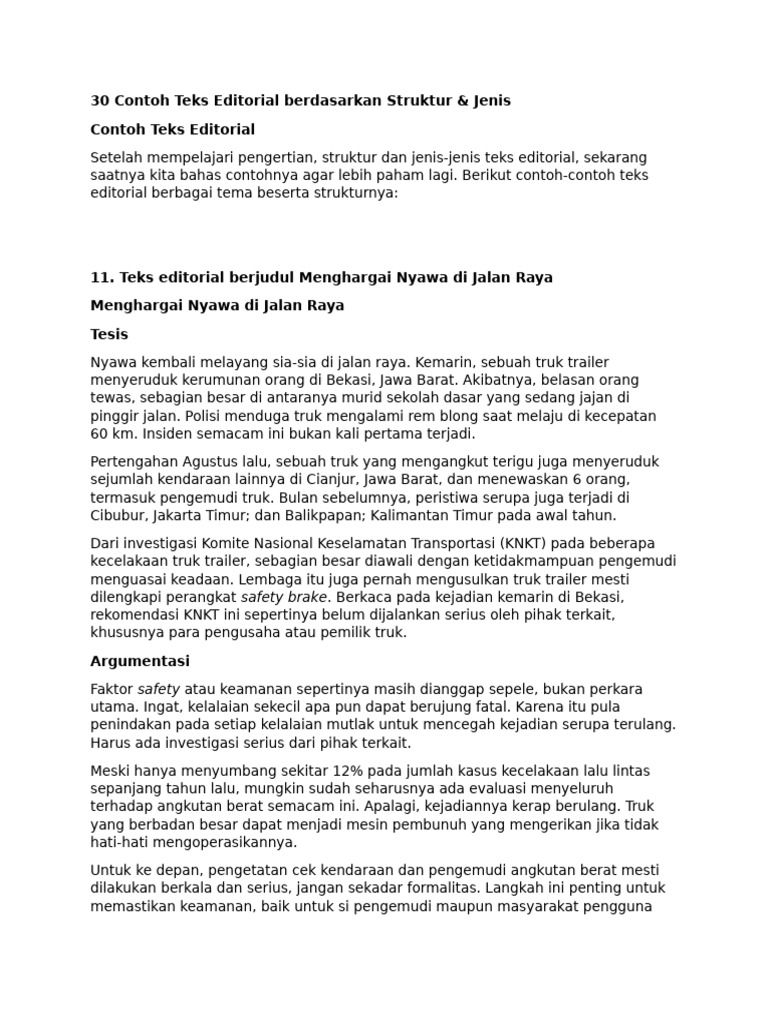 Contoh Teks Editorial | PDF