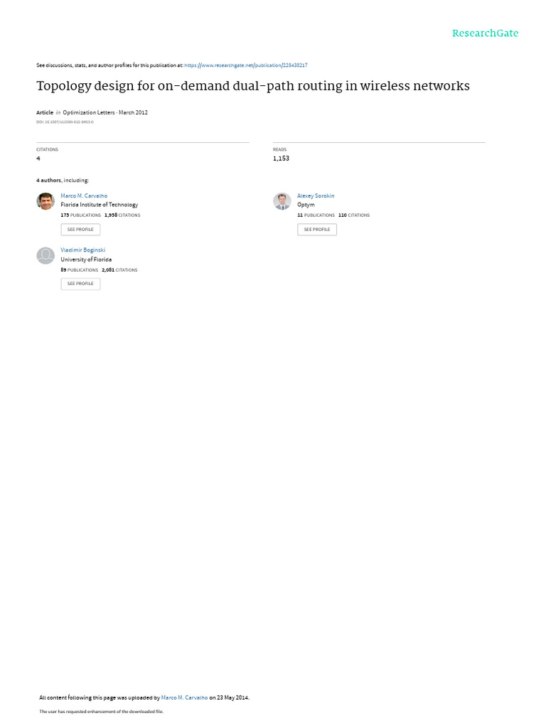 Topology Design For On-Demand Dual-Path Routing in | PDF