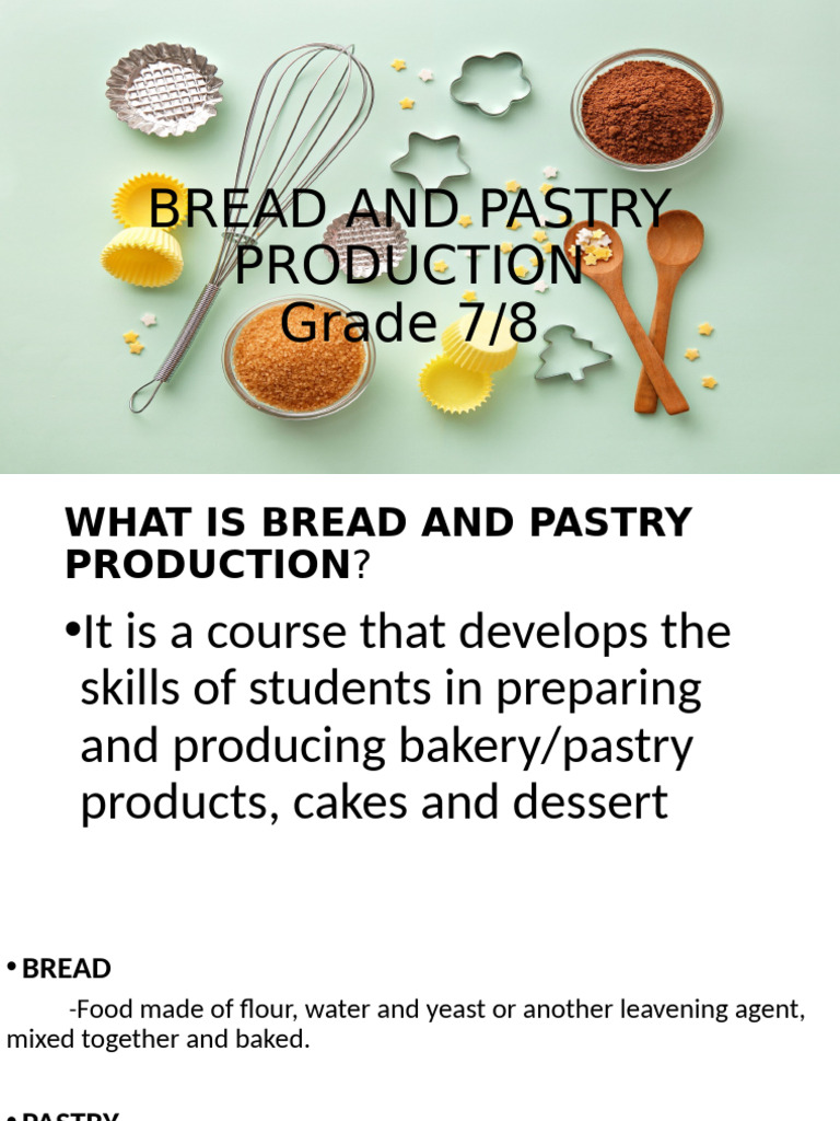 Bread and Pastry Production Lesson 1 | PDF