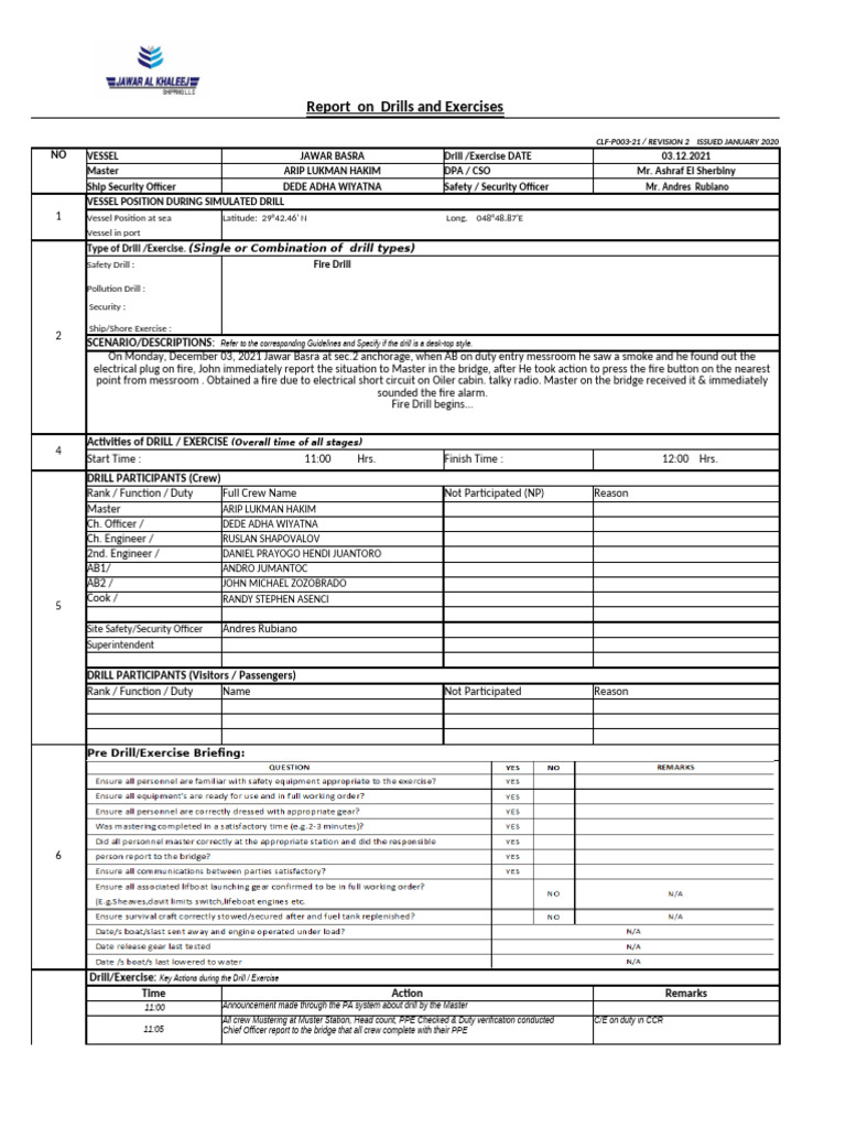 Fire Drill JB 03.12.2021 | PDF