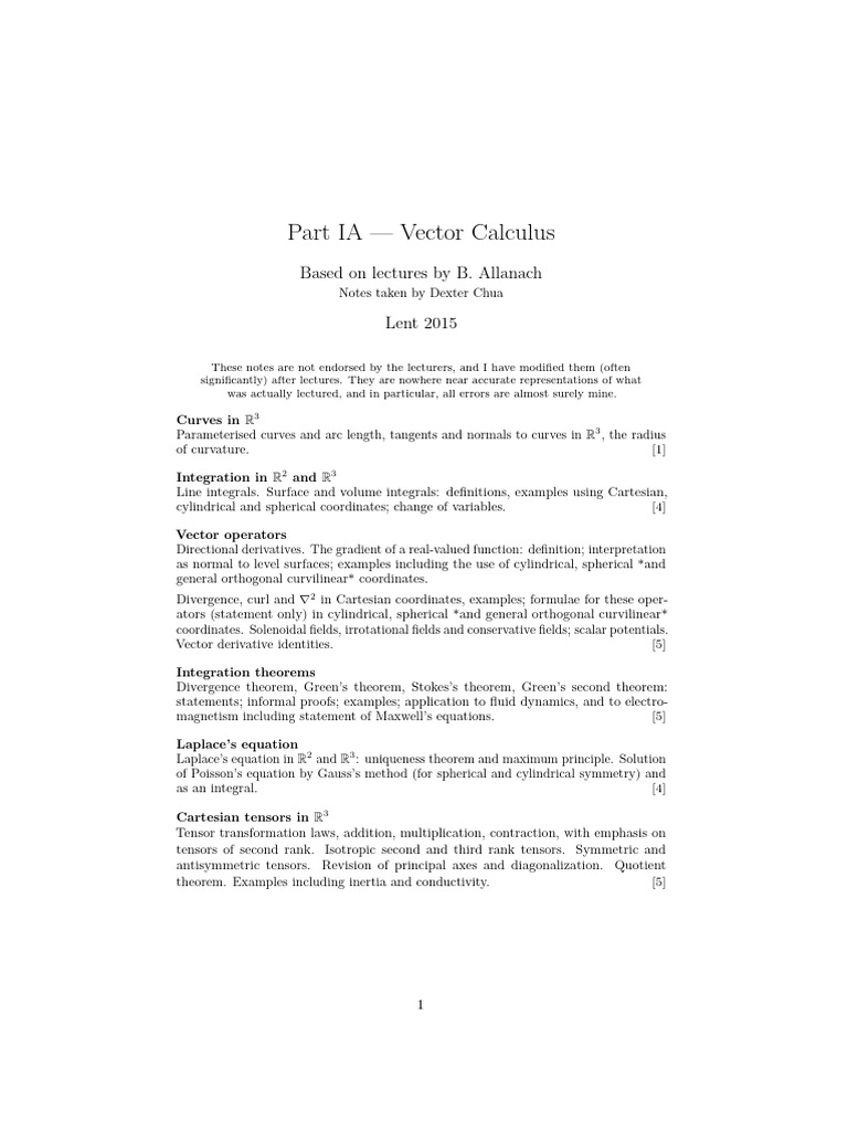 Vector Calculus Pdf