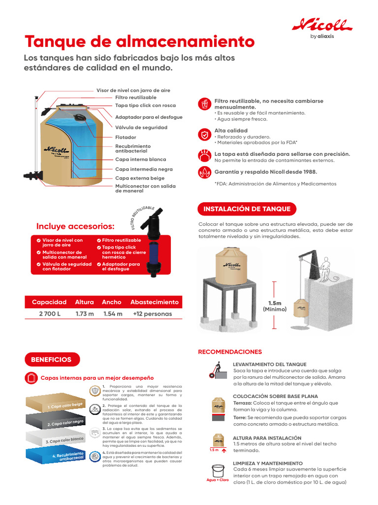 Tanque 2700L NICOLL_Ficha Tecnica 2024 | PDF
