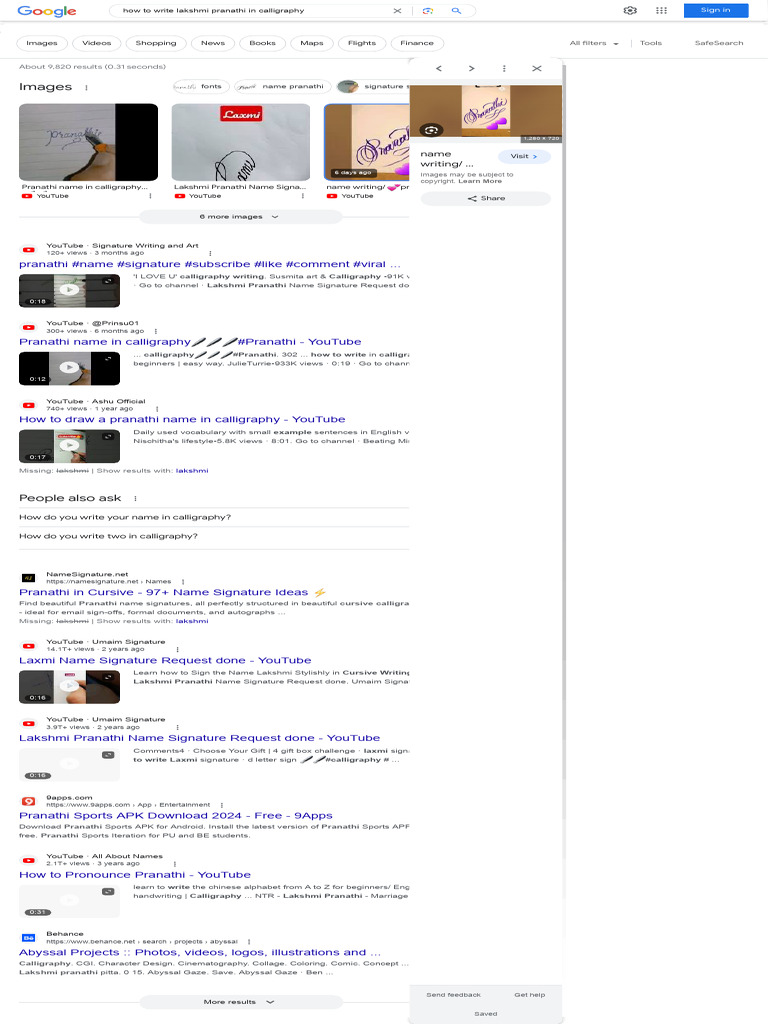 How To Write Lakshmi Pranathi in Calligraphy - Google Search | PDF