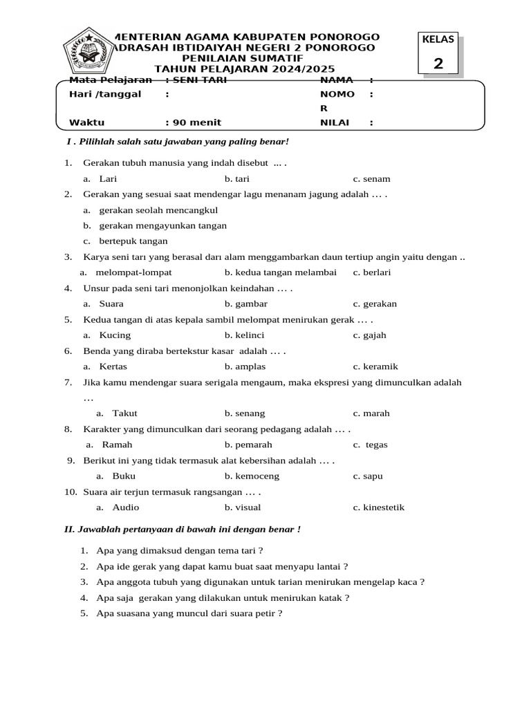Soal Seni Tari | PDF