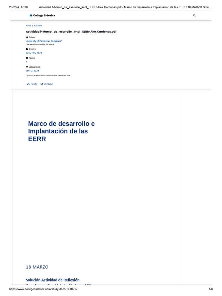 Actividad 1-Marco - de - Esarrollo - Impl - EERR-Alex Cardenas - PDF - Marco de Desarrollo e ...