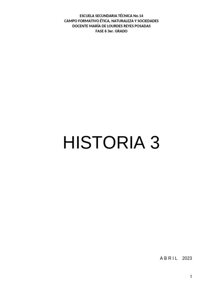 Programa Analitico Historia 3 | PDF