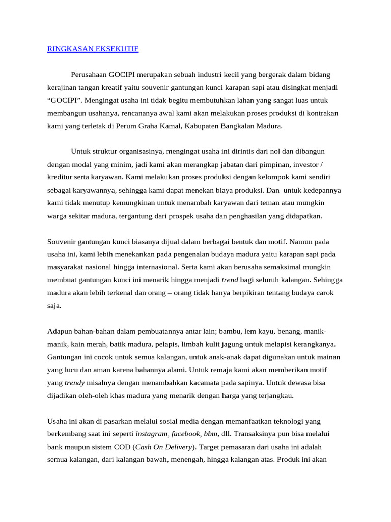 Contoh Ringkasan Excecutive | PDF